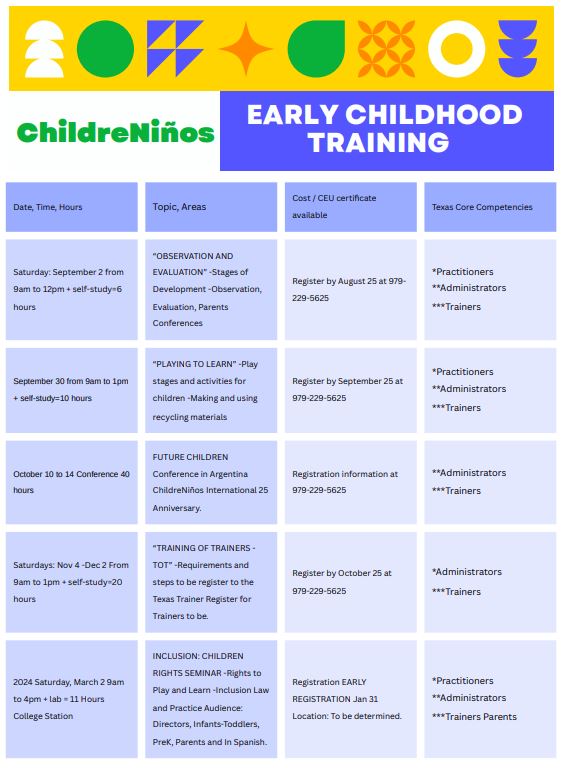 Events Calendar – Childreniñosinternational