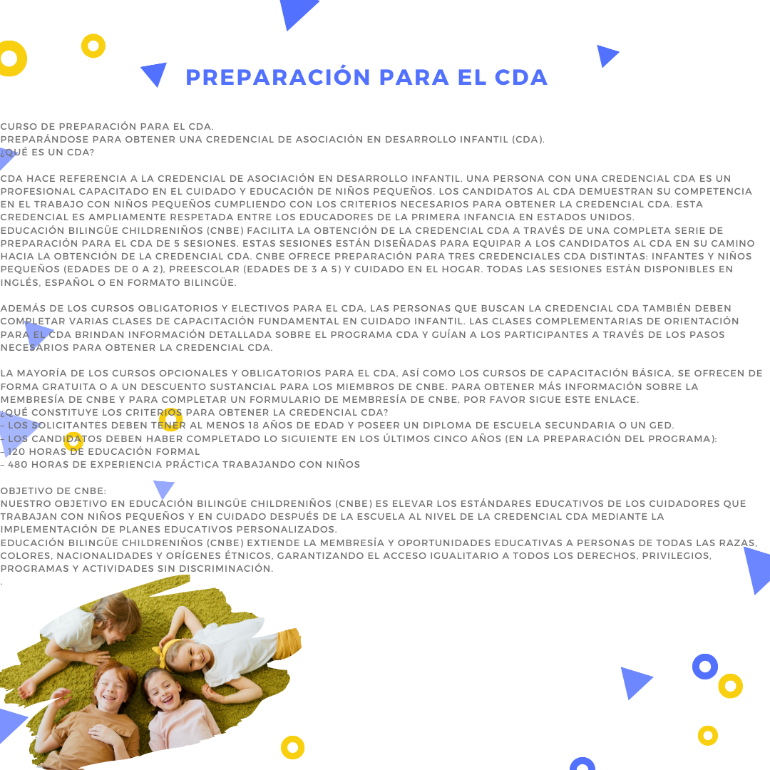 CDA Preparation – Childreniñosinternational